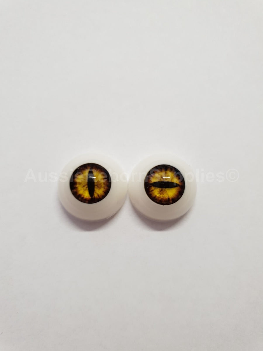 18mm JAG YELLOW Cat Eyes Acrylic for Reborn Horror Unusual Doll Baby M ...