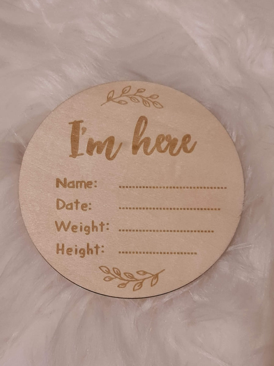I'm Here Arrival Wooden Announcement Plaque – Aussie Reborn Supplies